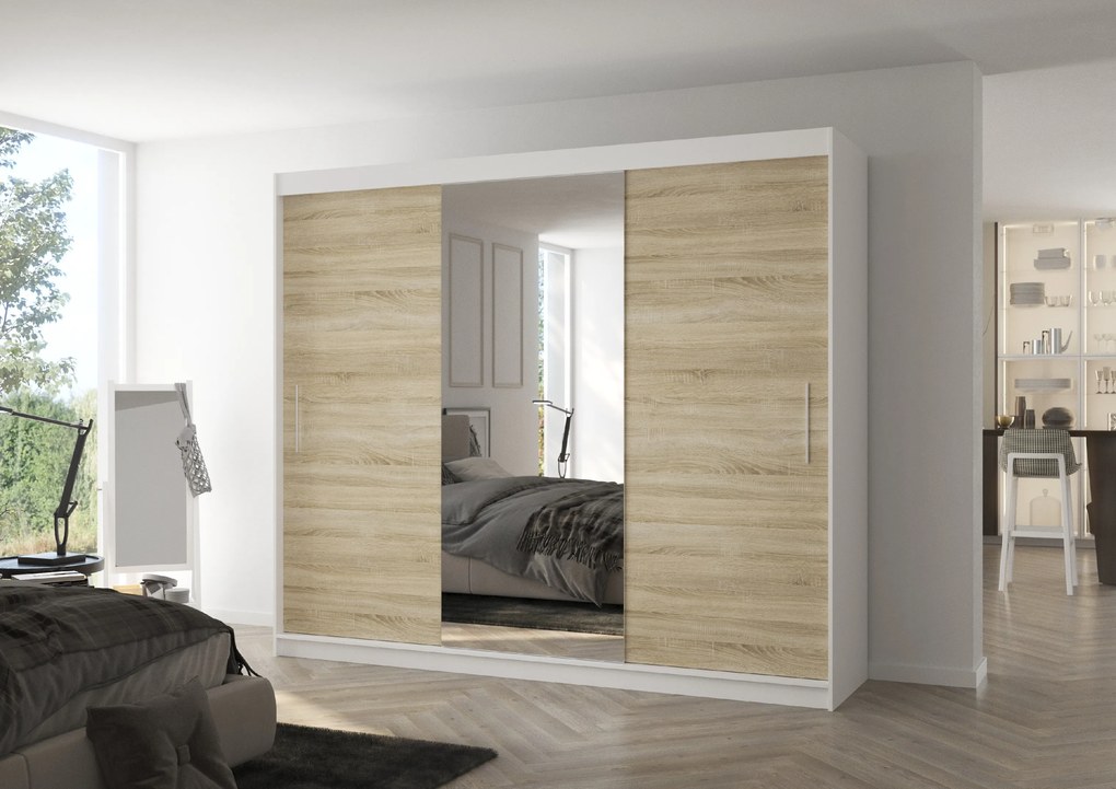 ADRK Furniture Posuvná skříň s zrcadlem DENIS 250 SW-DEN-W+S-250+A426