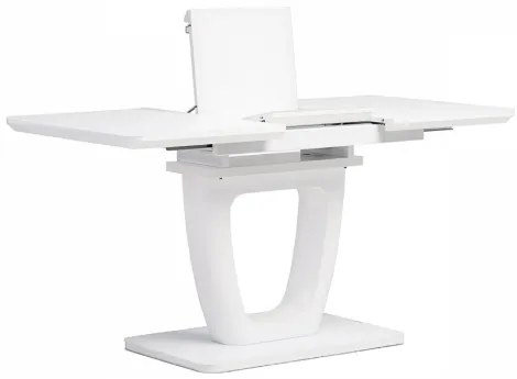 Jídelní rozkládací stůl pro 4 - 6 osob 110+40x75 skleněná deska bílý matný lak HT-430 WT