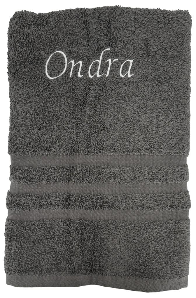 Šedý ručník s vlastním textem 50 x 100 cm