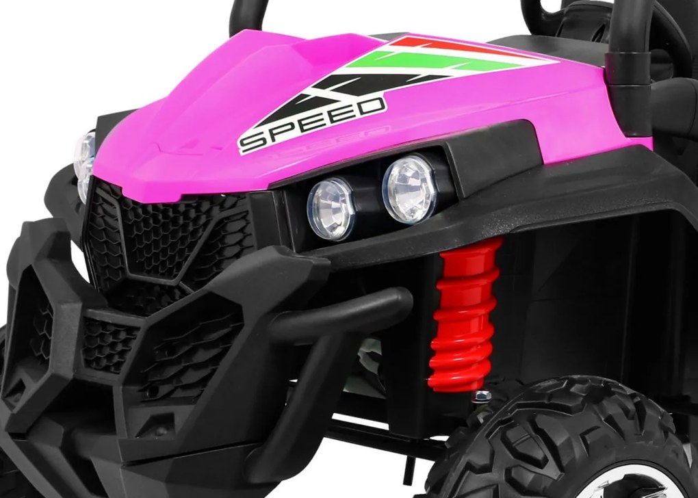 Ramiz Terénní bugina pro děti růžová + pohon 4x4 + dálkové ovládání + nosič zavazadel + rádio MP3 + LED