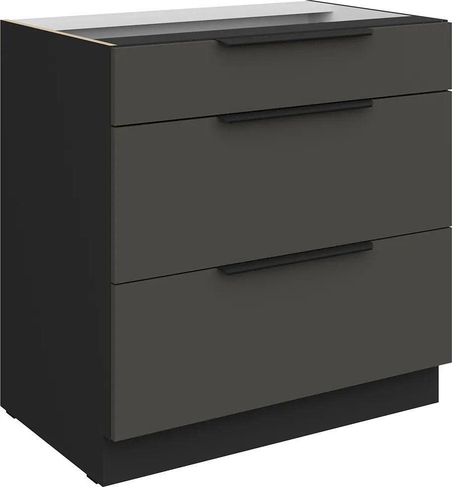 ARIA pe | dolní skříňka 80 D 3S zásuvková | 80 cm | PREMIUM BOX | černá/šedá grafit