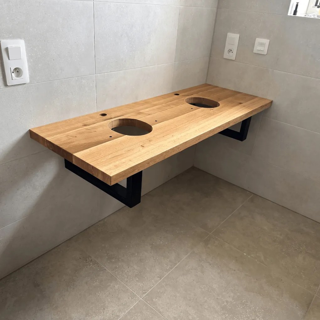 KULHÁNEK Dubová deska pod umyvadlo s rovnou hranou Rozměr umyvadlové desky: 70x50cm