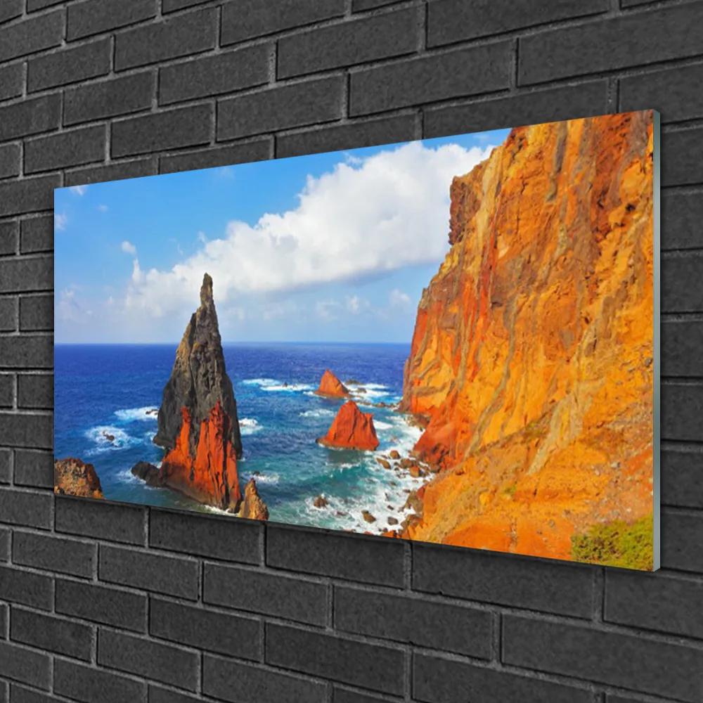 Obraz na skle Útes Pobřeží Moře 125x50 cm