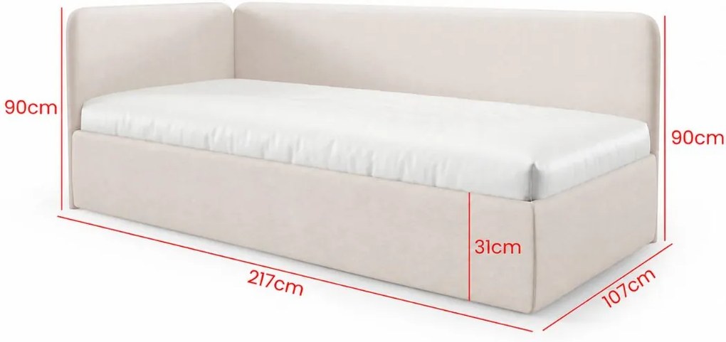 Čalouněná jednolůžková postel s úložným prostorem Enzo 90x200 cm