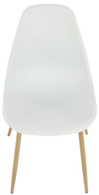 Jídelní židle SINTIA plast bílý, kov s přírodním dezénem