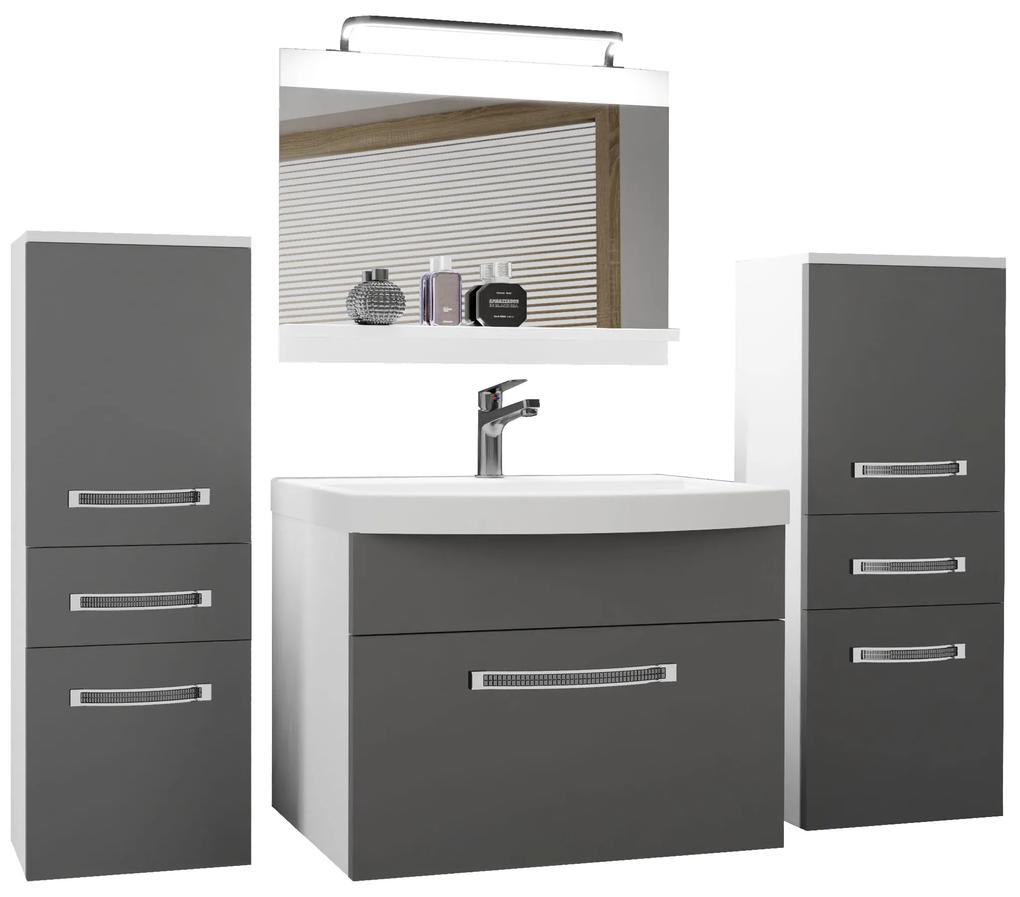 Koupelnový nábytek Belini Premium Full Version šedý mat
+ umyvadlo + zrcadlo + LED osvětlení Glamour 60