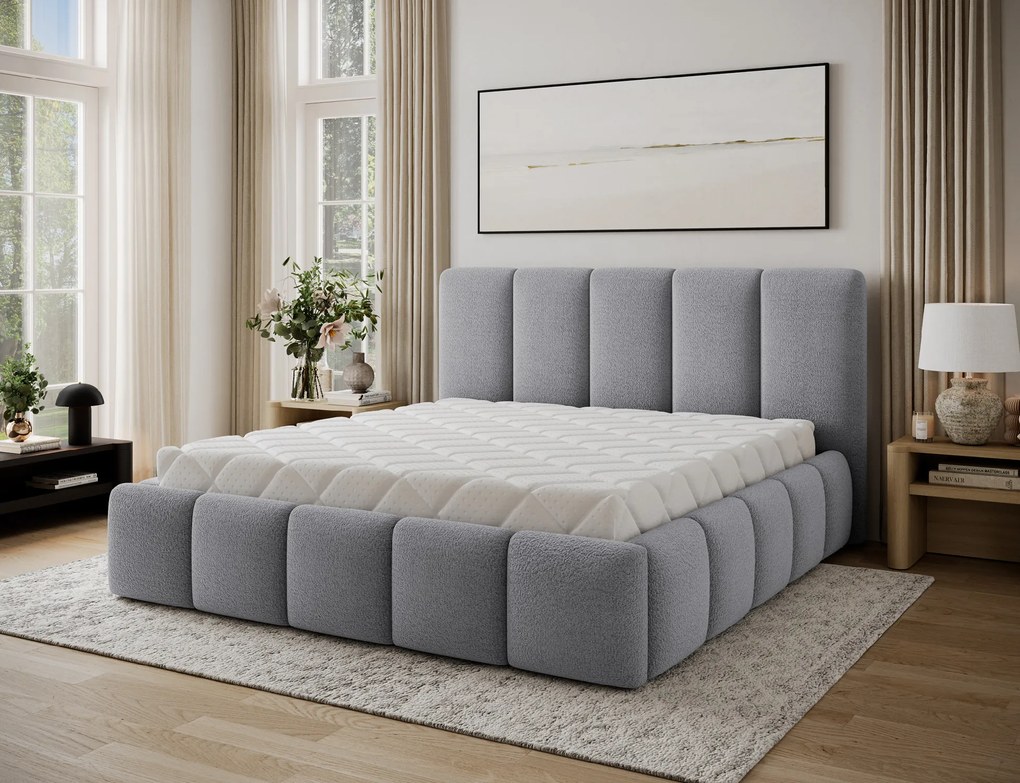 Postel Edvige + Dřevěný rám + Standardní zdvih + kontejner 160x200