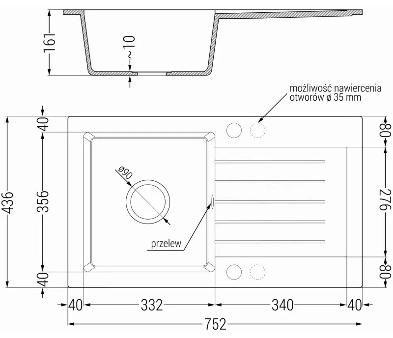 Mexen Pablo 1-miskový granitový dřez s odkapávačem a kuchyňskou baterií Duo, Bílá - 6510-20-671701-02