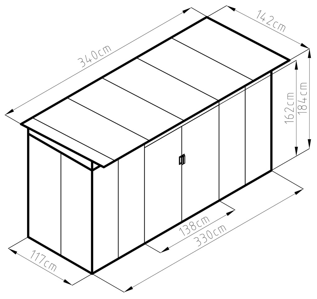 Zahradní domek G21 GRAH 483 - 340 x 142 cm, antracitový