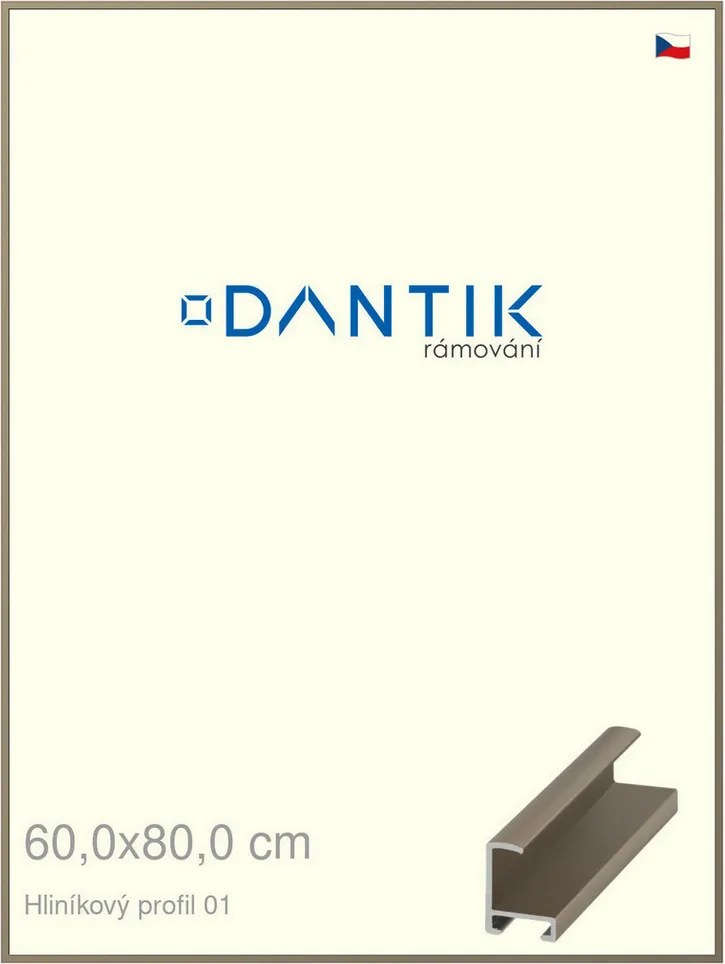 DANTIK rámeček 60x80 | ALU profil 6001 champagne (Plexi Čiré)