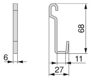 Háček Titane, 6x27x68 mm, antracit