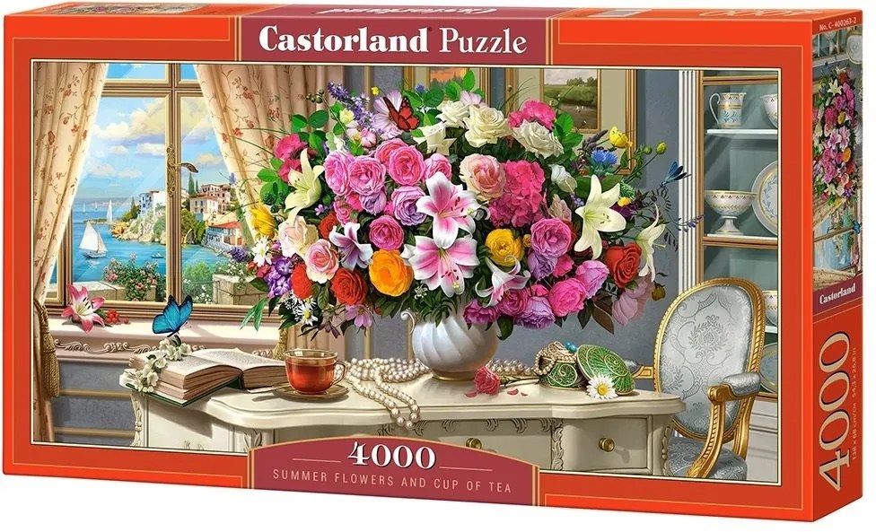 Puzzle castorland puzzle letní kytice se šálkem čaje 4000 dílků