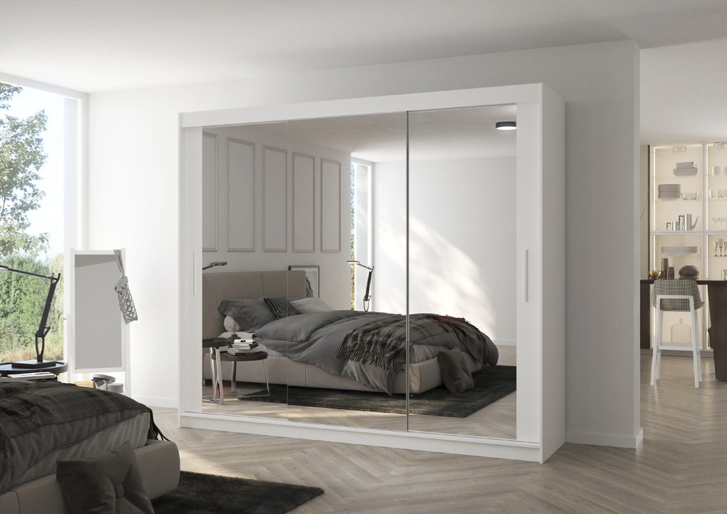 ADRK Furniture Skříň s posuvnými dveřmi a zrcadlem CHESTER 250 ADRK-SW-CHE-W-250