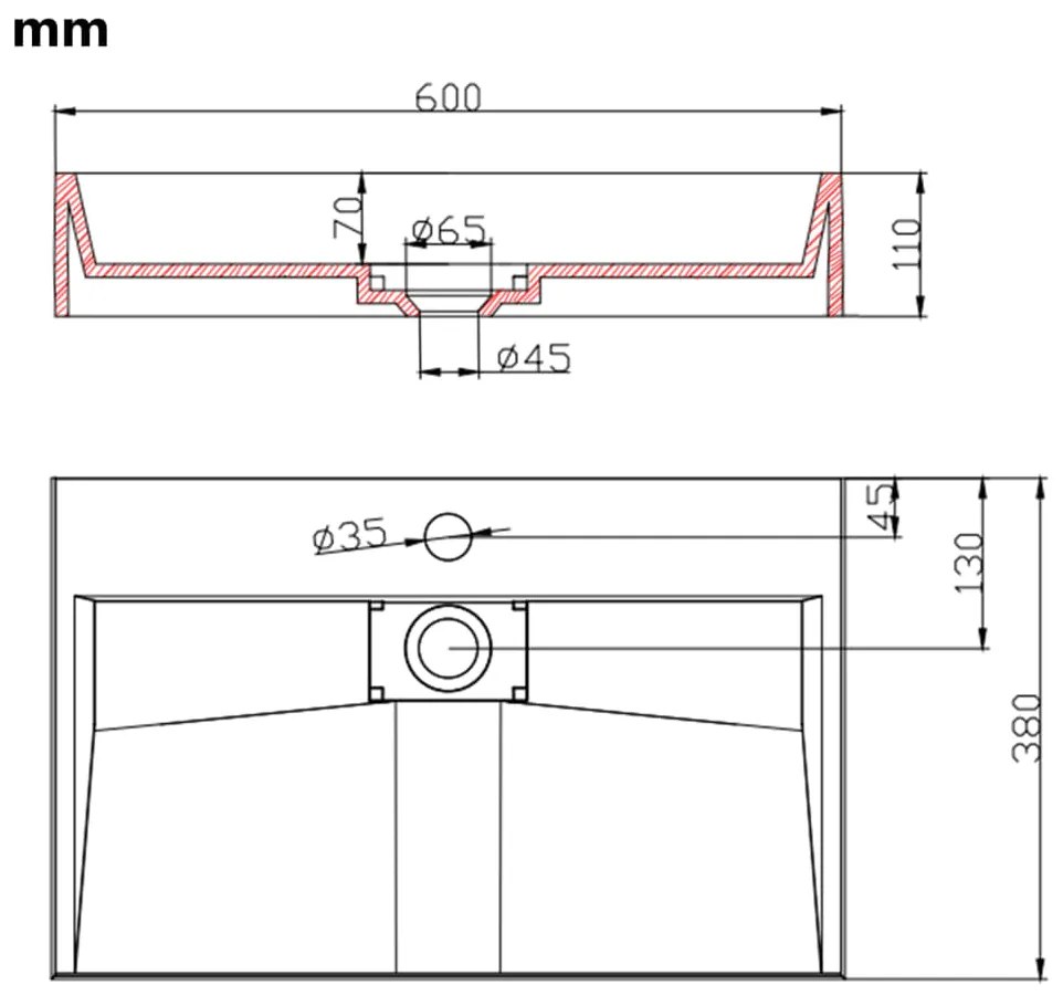 vidaXL Marketos Umyvadlo 60 x 38 x 11 cm minerální/mramorový kompozit bílé