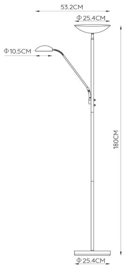 Lucide 19791/24/02 - LED Stmívatelná stojací lampa ZENITH LED/20W + LED/4W/230V