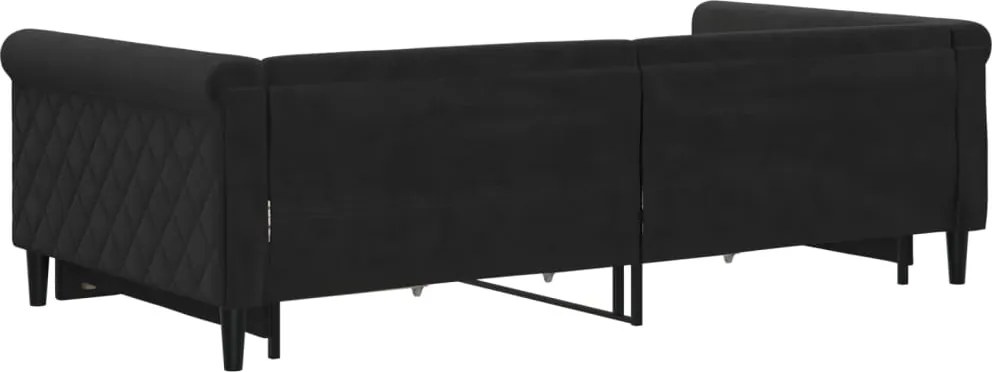 Válenda s přistýlkou a zásuvkami černá 100 x 200 cm samet 3197830