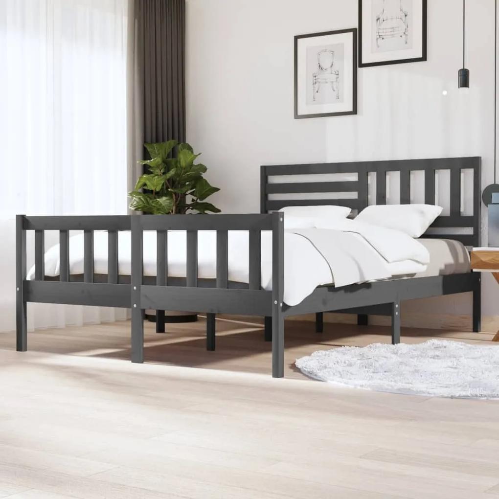 Rám postele šedý masivní dřevo 160 x 200 cm,  3101165