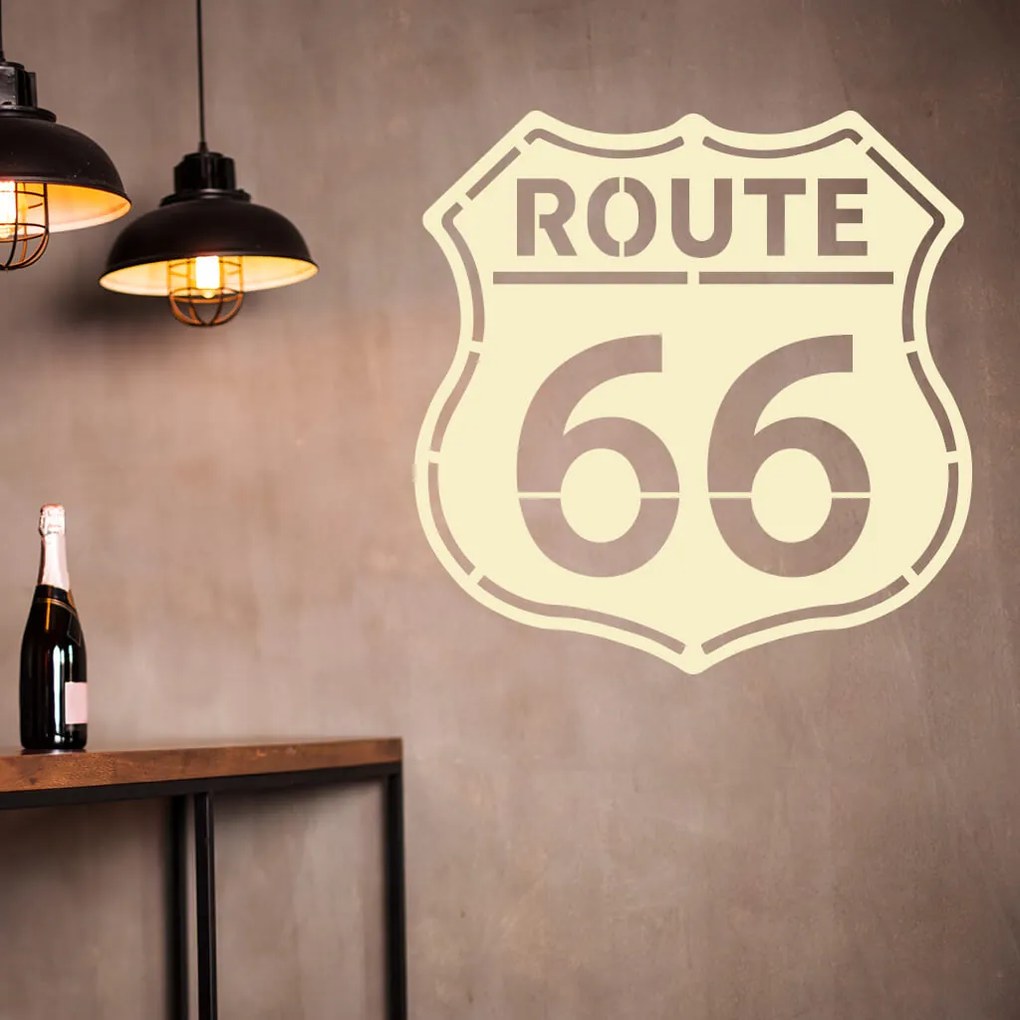 Živá Zeď Samolepka na zeď Route 66 Barva: černá