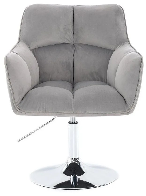LuxuryForm DESIGN Otočné křeslo AMALFI VELUR na stříbrném talíři - světle šedé