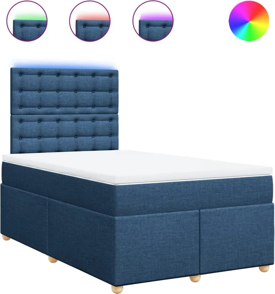 Box spring postel s matrací modrá 120x200 cm textil 3293567