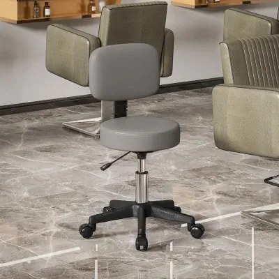 HOMCOM masážní stolička s kolečky, výškově nastavitelná a otočná s ergonomickým opěradlem, šedá