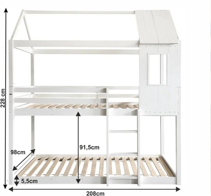 Montessori patrová postel 90x200, bílá, Atrisa Kondela 0000238744
