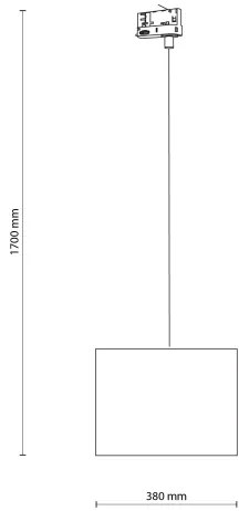 Lustr na lanku 3-fáz. lišto. systému TRACER 1xE27/15W/230V pr. 38 cm černá