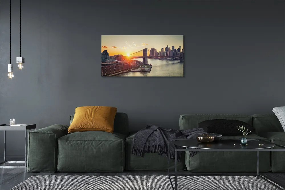 Obrazy na plátně Bridge river svítání 120x60 cm