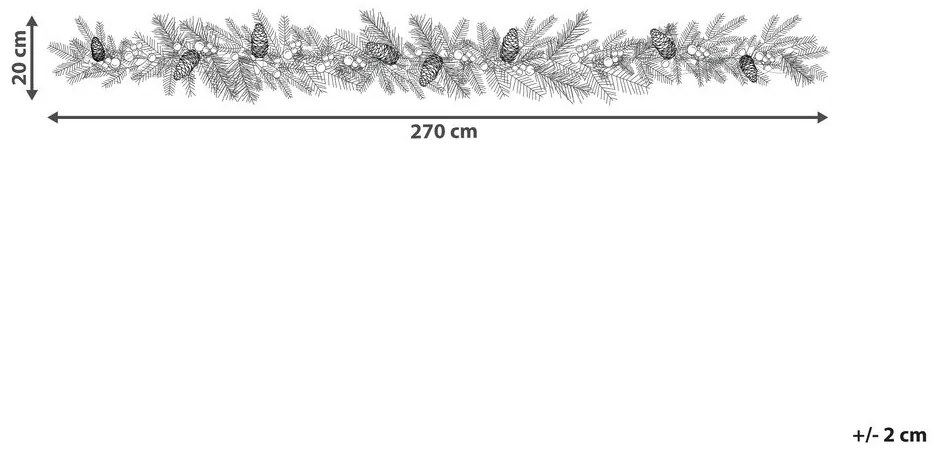 Vánoční girlanda zasněžená osvětlená 270 cm zelená TENALA Beliani