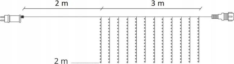 LED světelný závěs - 3x2m, 200LED, 8 funkcí, ovladač, paměť, IP20, teplá bílá