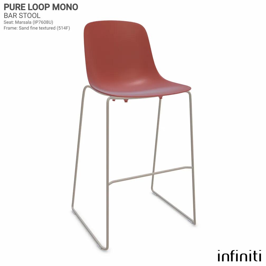 Barová židle Pure Loop Mono Barva kovové konstrukce: Sand 514F, Barva sedáku a opěradla z recyklovaného plastu: Marsala IP7608U