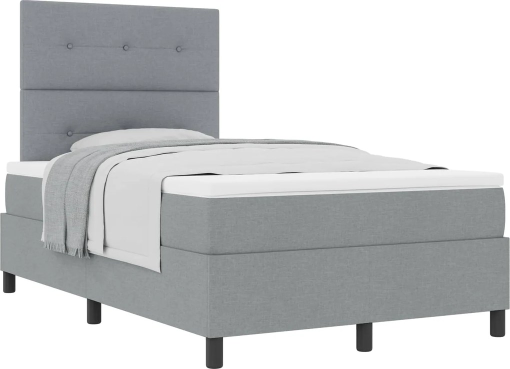 Postel s boxspringem s čelo Světle šedá 120 x 200 cm textil 3339378