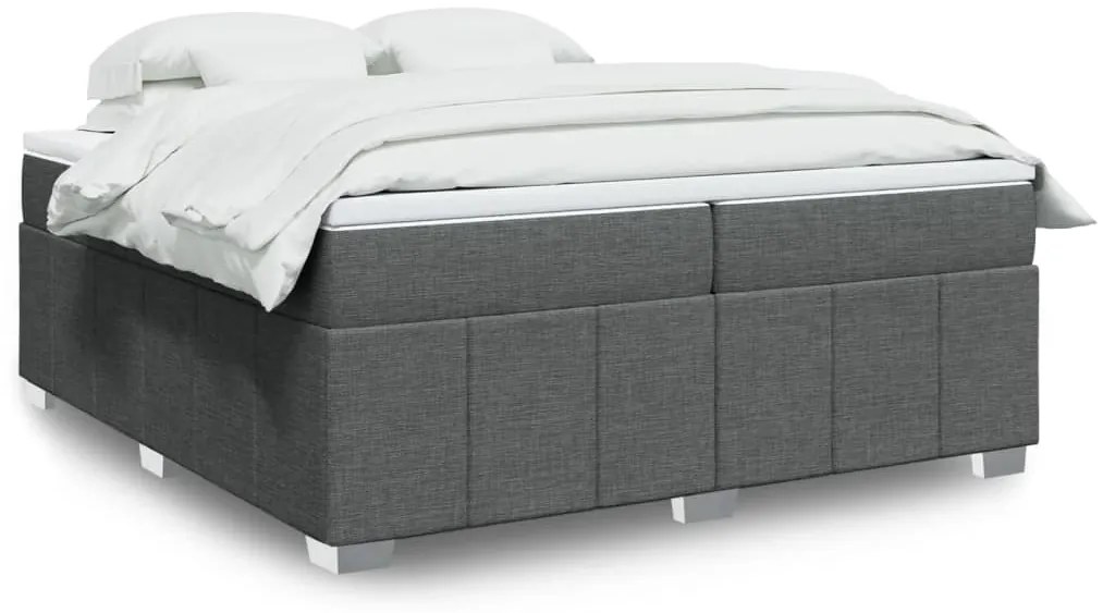 Box spring postel s matrací tmavě šedá 200x200 cm textil