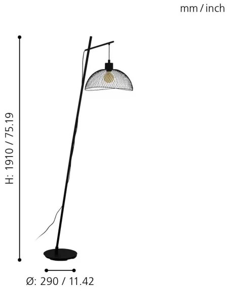 Eglo 43307 - Stojací lampa POMPEYA 1xE27/60W/230V