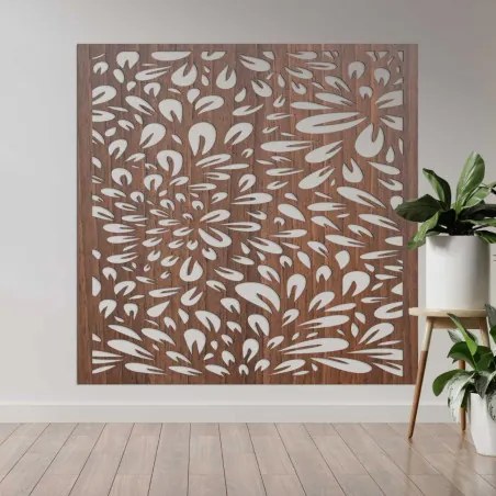 Moderní dřevěný vyřezávaný panel na zeď, květinová 3D dekorace | SENTOP HDF0285