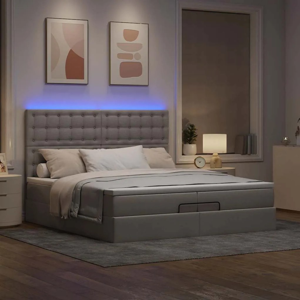 Osmanský rám postele s matracíes taupe 200x200cm textil 3314201