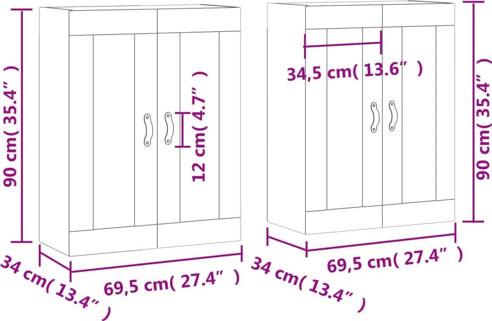 vidaXL Nástěnné skříňky 2 ks kompozitní dřevo [3197994] Barva: Betonová šedá