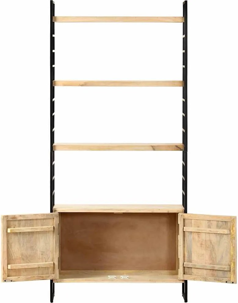 4patrová knihovna 80 x 30 x 180 cm masivní mangovníkové dřevo 284421