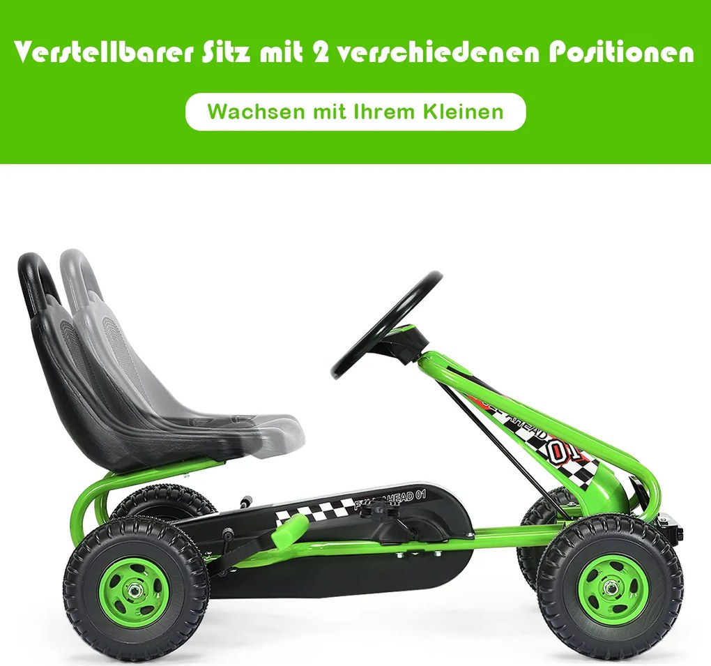 Costway Motokára Pedal s nastavitelným sedadlem 4 kola Pedál Poháněný Ride-On
