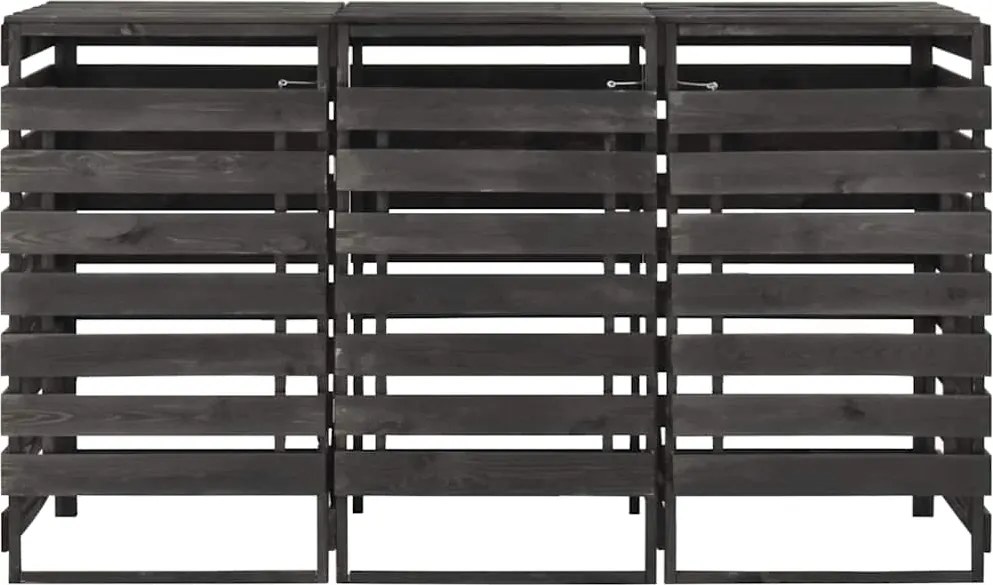 Přístřešek na tři popelnice 210x75x121 cm natřené borové dřevo 315412