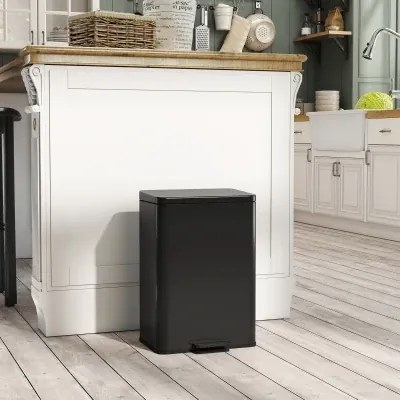 HOMCOM Odpadkový koš 20 L Pedálový koš s víkem s tichým zavíráním, vyjímatelný vnitřní koš, matně černý, 34,2 x 30,6 x 44,2 cm