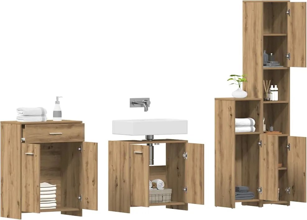 4dílná koupelnová sestava dub artisan kompozitní dřevo 3328942