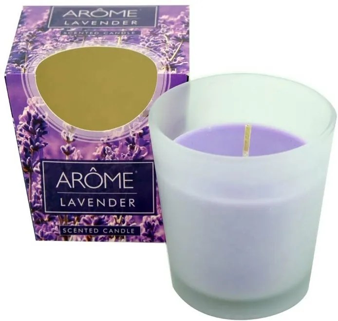 Arome Kónická vonná svíčka ve skle Lavender, 100 g