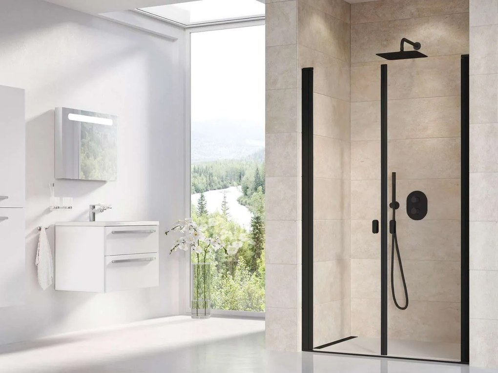 Ravak Chrome - Sprchové dveře dvoukřídlé CSDL2-110, 110x195 cm, černá/čiré sklo 0QVDC30LZ1