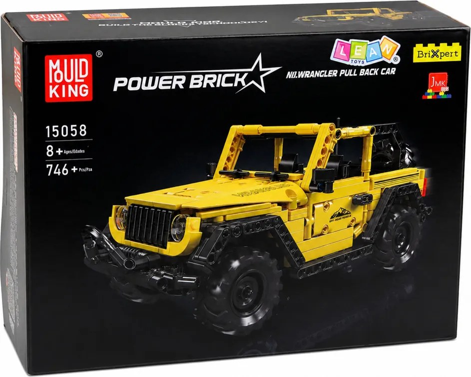 LEAN Toys Stavebnicové kostky – terénní auto Wrangler, žluté, 746 dílů