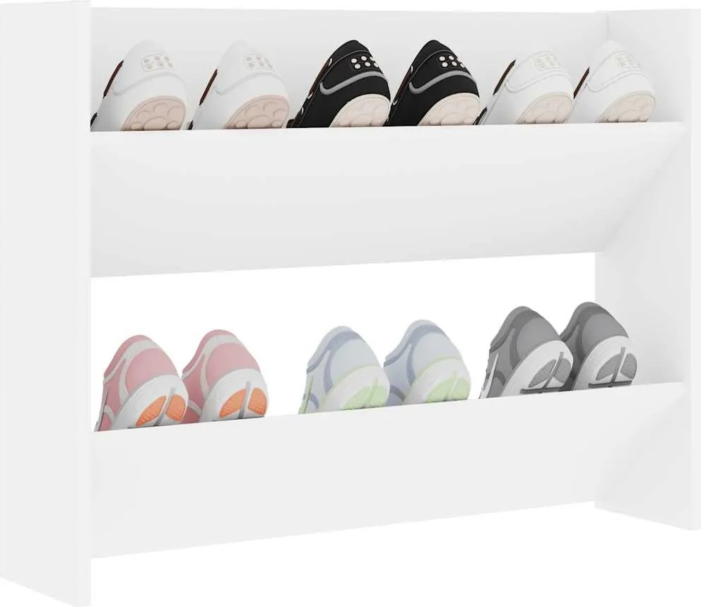 botník, závěsný, 2 patra, kompozitní dřevo, 60x80x18 cm, bílá, Dekorino BB20260032