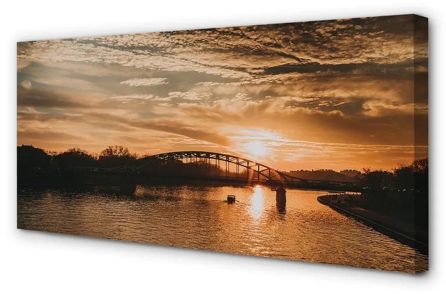 Obrazy na plátně Krakow river bridge sunset 120x60 cm