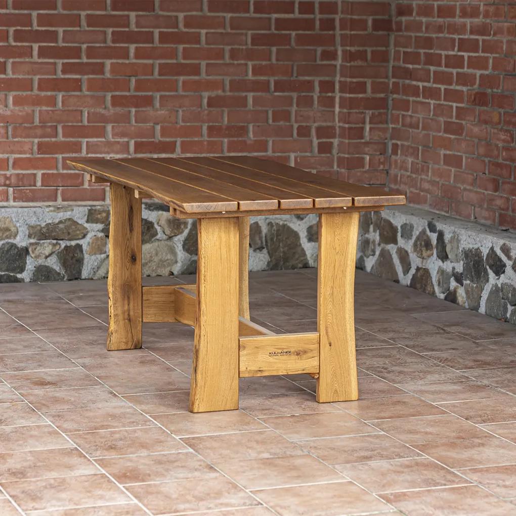 KULHÁNEK Rustikální stůl dubový Odstín nátěru: individuální, Velikost desky: 230x90 cm