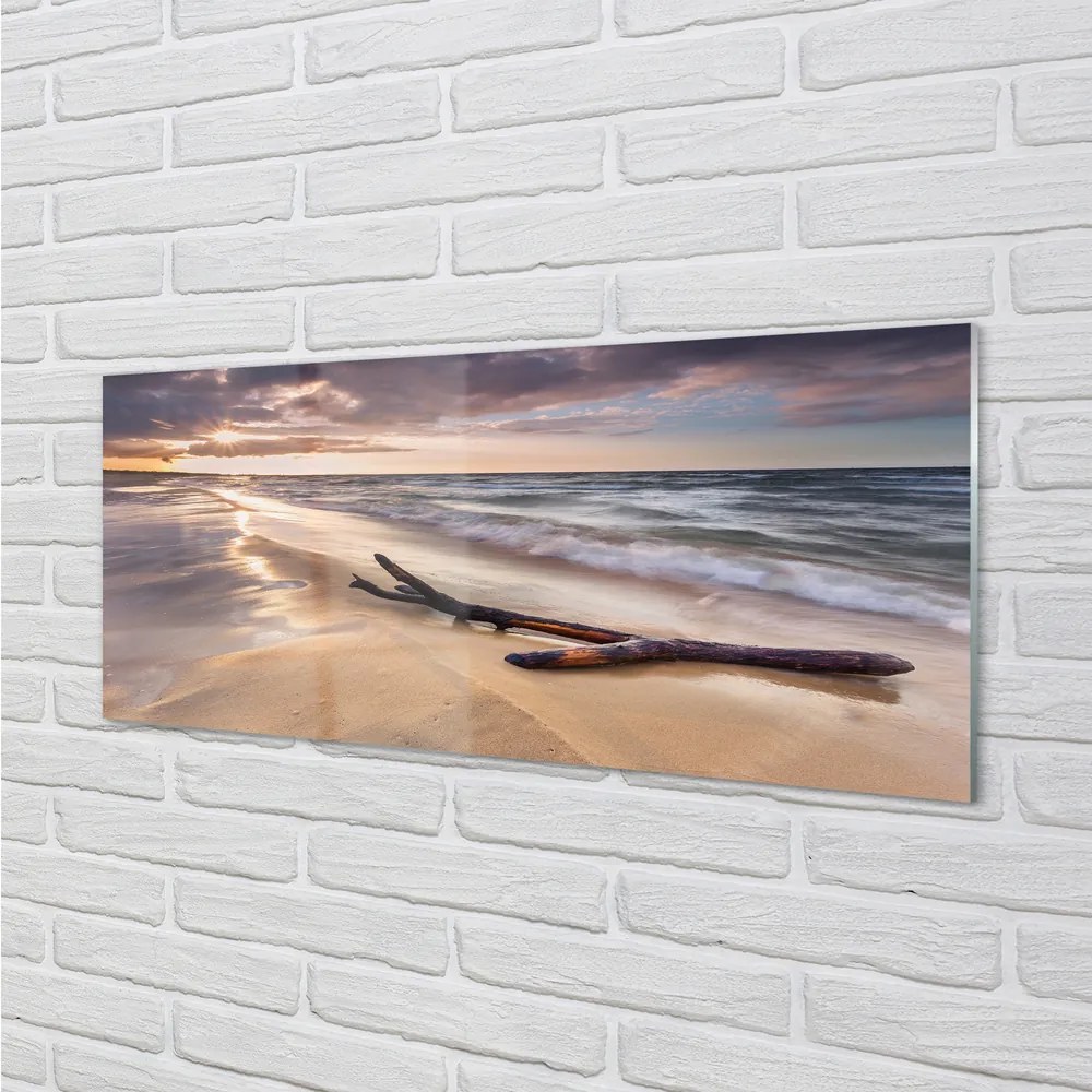 akrylový obraz Gdańsk Beach sea sunset 120x60 cm