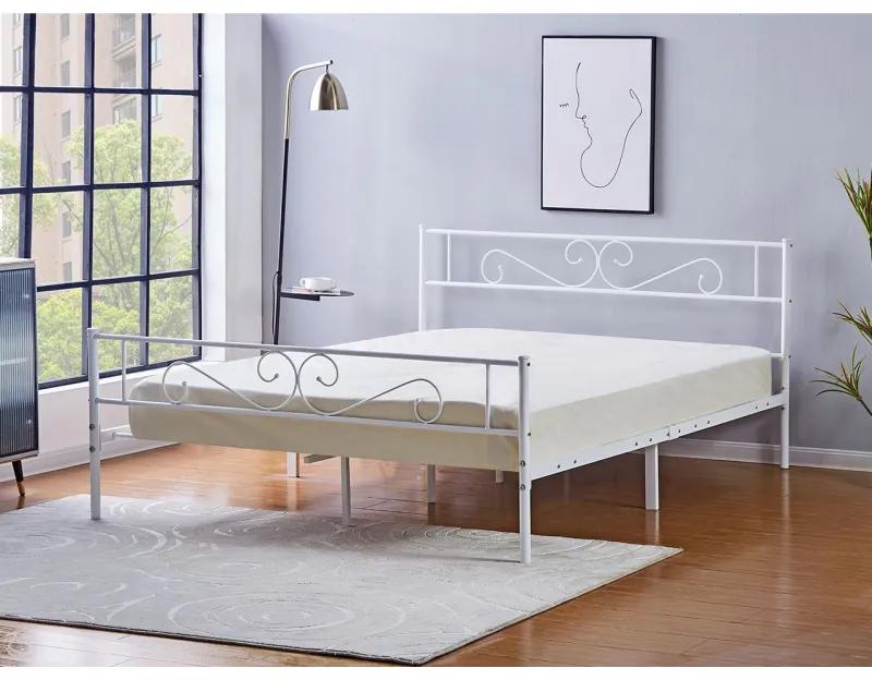 Kovová postel s roštem Bengrio 0601, Rozměr postele: 140 x 200 cm, Barva: Bílá